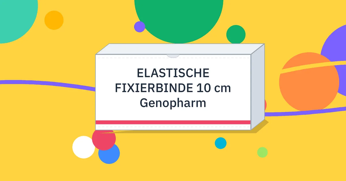 Symbolbild: Packung mit der Aufschrift ELASTISCHE FIXIERBINDE 10 cm Genopharm (PZN 02061968) – Verfügbarkeit und Bezug in Apotheken in Frankfurt am Main