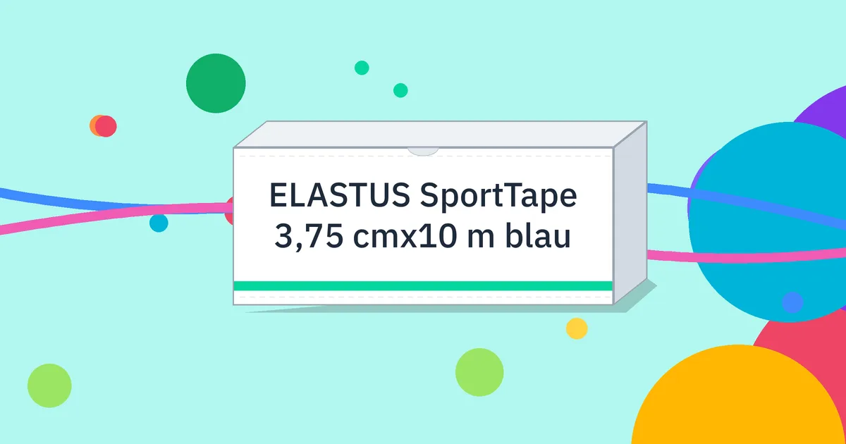 Symbolbild: Packung mit der Aufschrift ELASTUS SportTape 3,75 cmx10 m blau (PZN 12868554) – Verfügbarkeit und Bezug in Apotheken in Frankfurt am Main