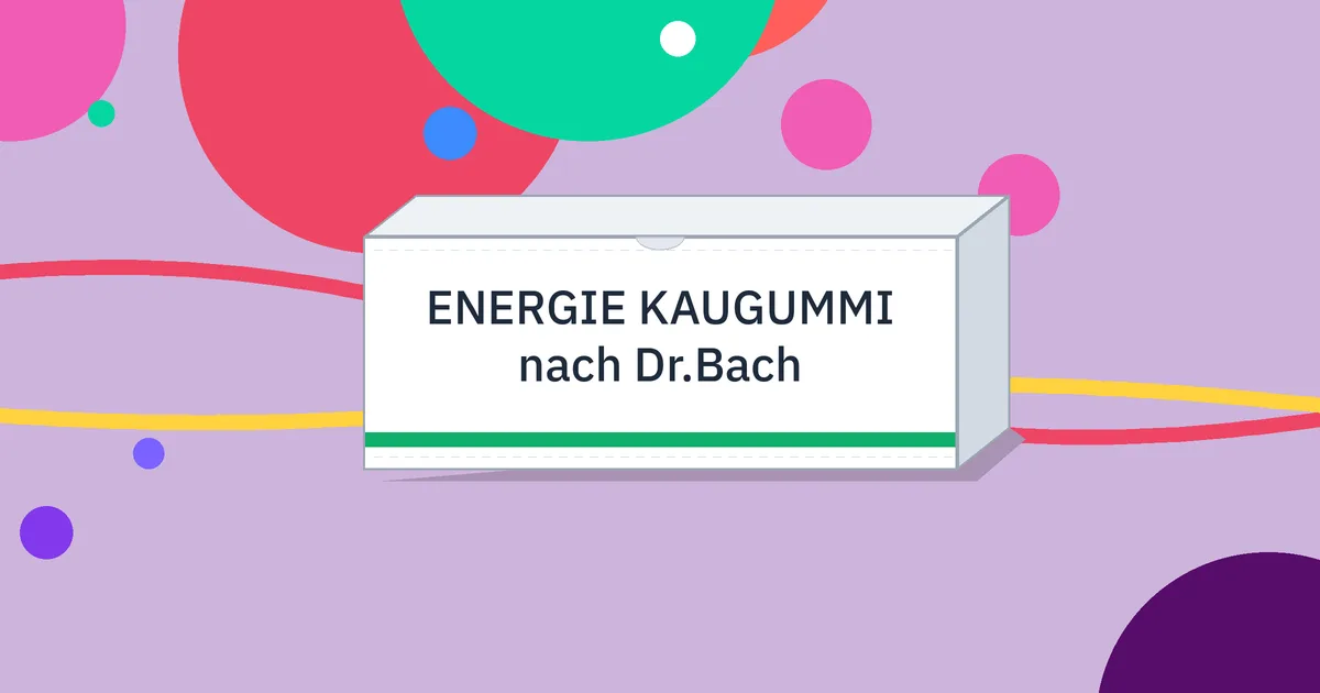 Symbolbild: Packung mit der Aufschrift ENERGIE KAUGUMMI nach Dr.Bach (PZN 03627751) – Verfügbarkeit und Bezug in Apotheken in Frankfurt am Main