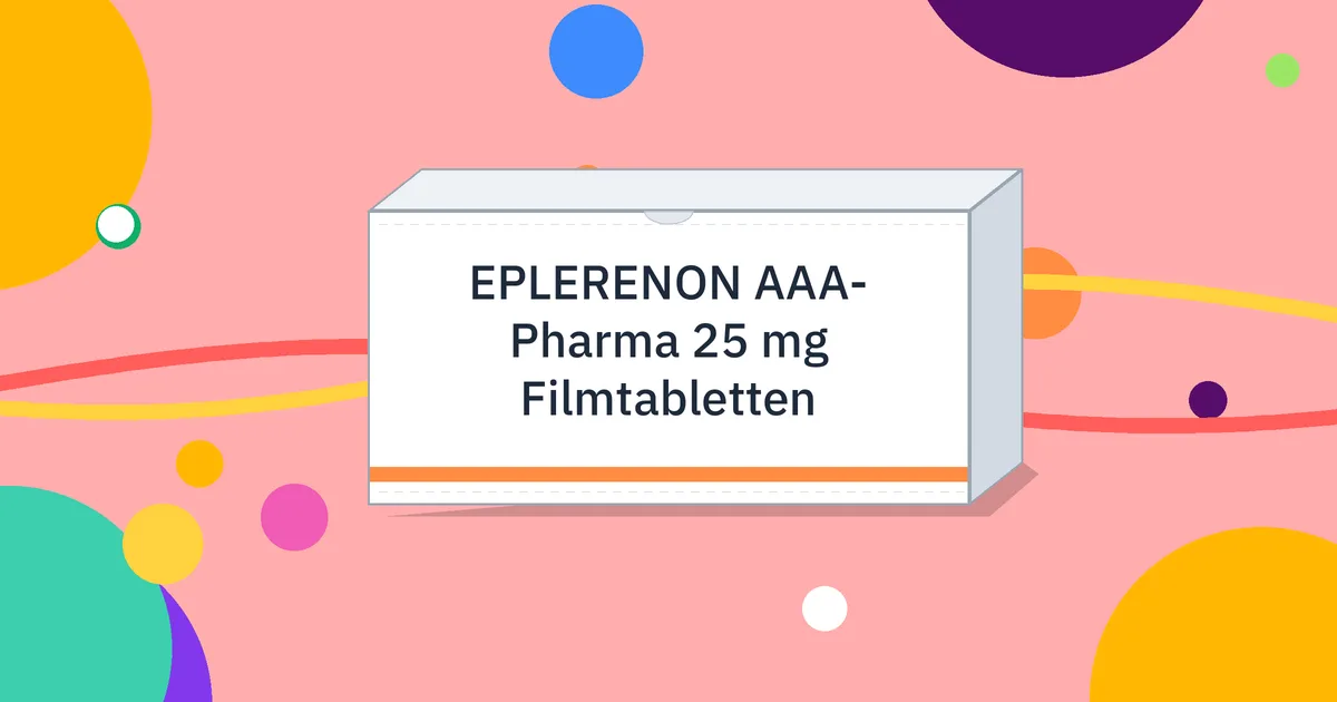 Symbolbild: Packung mit der Aufschrift EPLERENON AAA-Pharma 25 mg Filmtabletten (PZN 16875953) – Verfügbarkeit und Bezug in Apotheken in Frankfurt am Main