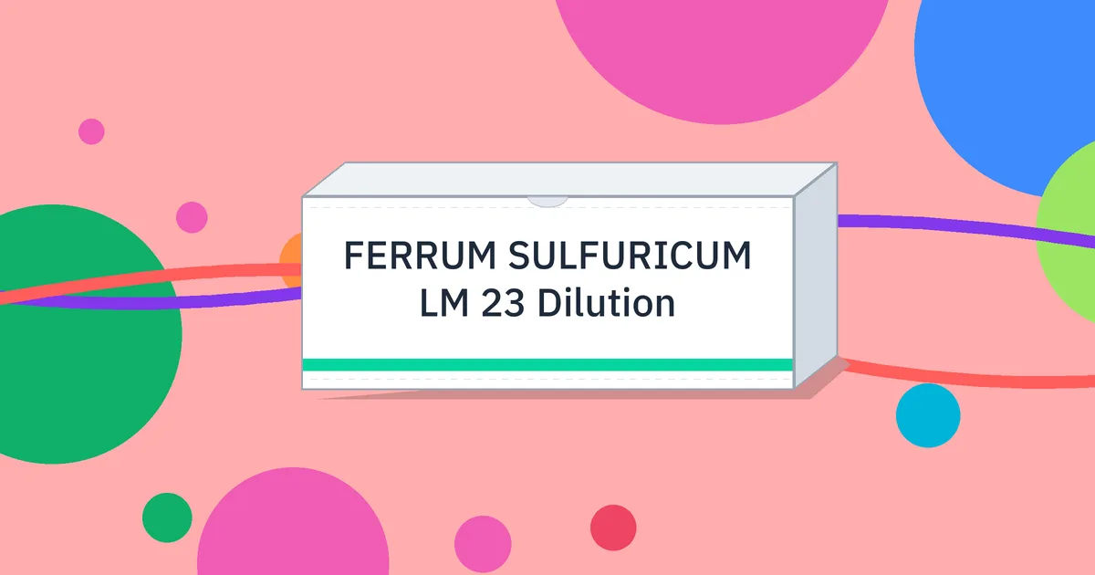 Symbolbild: Packung mit der Aufschrift FERRUM SULFURICUM LM 23 Dilution (PZN 12853647) – Verfügbarkeit und Bezug in Apotheken in Frankfurt am Main