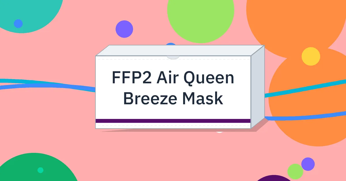 Symbolbild: Packung mit der Aufschrift FFP2 Air Queen Breeze Mask (PZN 17923967) – Verfügbarkeit und Bezug in Apotheken in Frankfurt am Main
