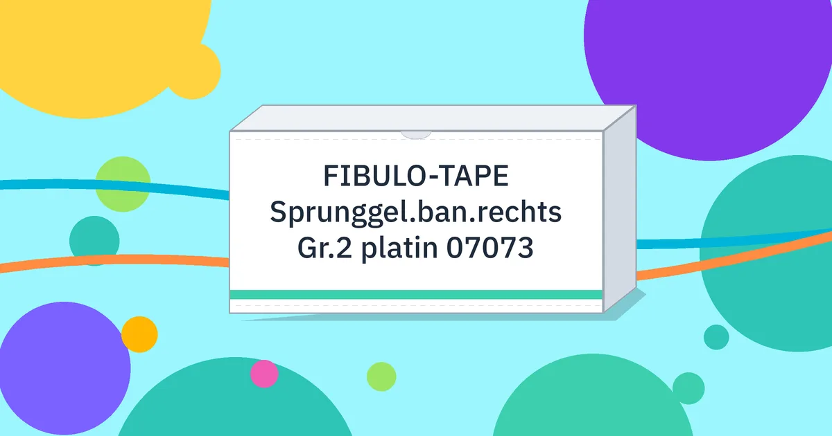Symbolbild: Packung mit der Aufschrift FIBULO-TAPE Sprunggel.ban.rechts Gr.2 platin 07073 (PZN 06826505) – Verfügbarkeit und Bezug in Apotheken in Frankfurt am Main