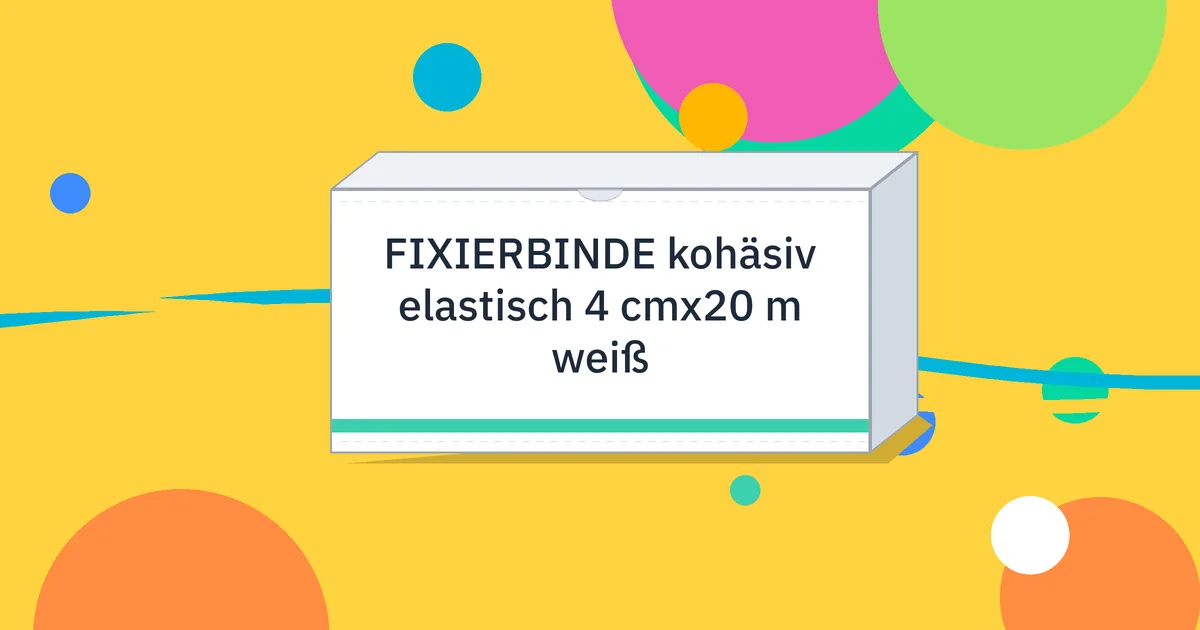 Symbolbild: Packung mit der Aufschrift FIXIERBINDE kohäsiv elastisch 4 cmx20 m weiß (PZN 11152635) – Verfügbarkeit und Bezug in Apotheken in Frankfurt am Main