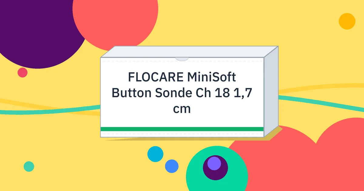 Symbolbild: Packung mit der Aufschrift FLOCARE MiniSoft Button Sonde Ch 18 1,7 cm (PZN 16019510) – Verfügbarkeit und Bezug in Apotheken in Frankfurt am Main