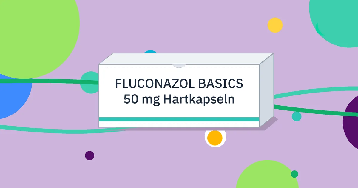 Symbolbild: Packung mit der Aufschrift FLUCONAZOL BASICS 50 mg Hartkapseln (PZN 03568439) – Verfügbarkeit und Bezug in Apotheken in Frankfurt am Main