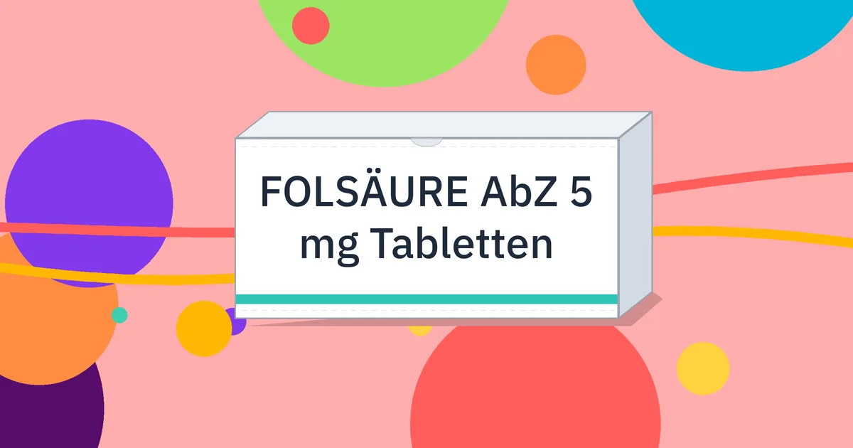 Symbolbild: Packung mit der Aufschrift FOLSÄURE AbZ 5 mg Tabletten (PZN 01234562) – Verfügbarkeit und Bezug in Apotheken in Frankfurt am Main