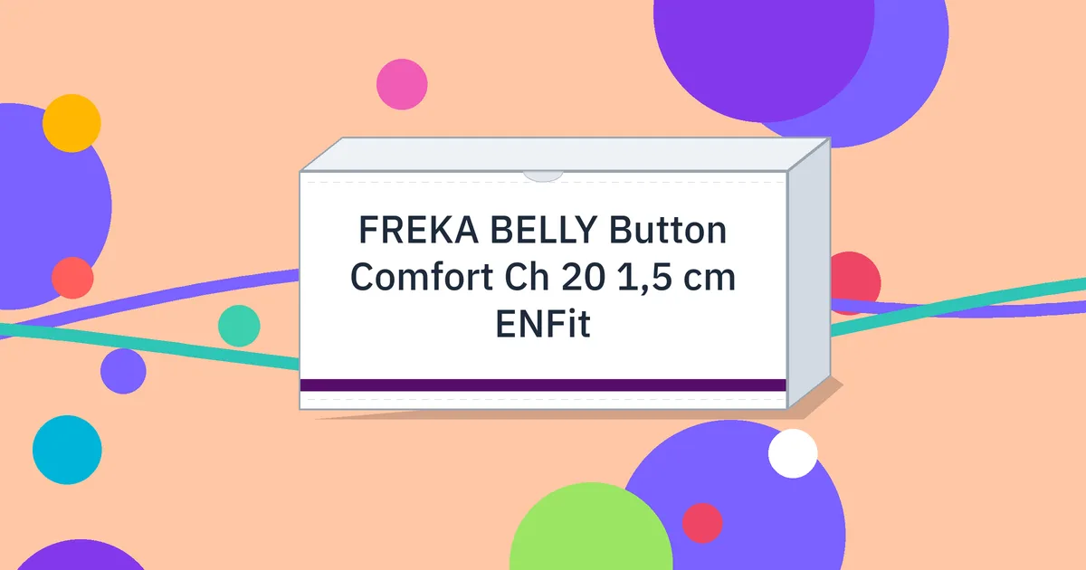 Symbolbild: Packung mit der Aufschrift FREKA BELLY Button Comfort Ch 20 1,5 cm ENFit (PZN 11486891) – Verfügbarkeit und Bezug in Apotheken in Frankfurt am Main