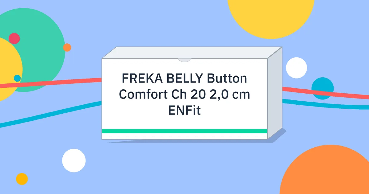 Symbolbild: Packung mit der Aufschrift FREKA BELLY Button Comfort Ch 20 2,0 cm ENFit (PZN 11486939) – Verfügbarkeit und Bezug in Apotheken in Frankfurt am Main