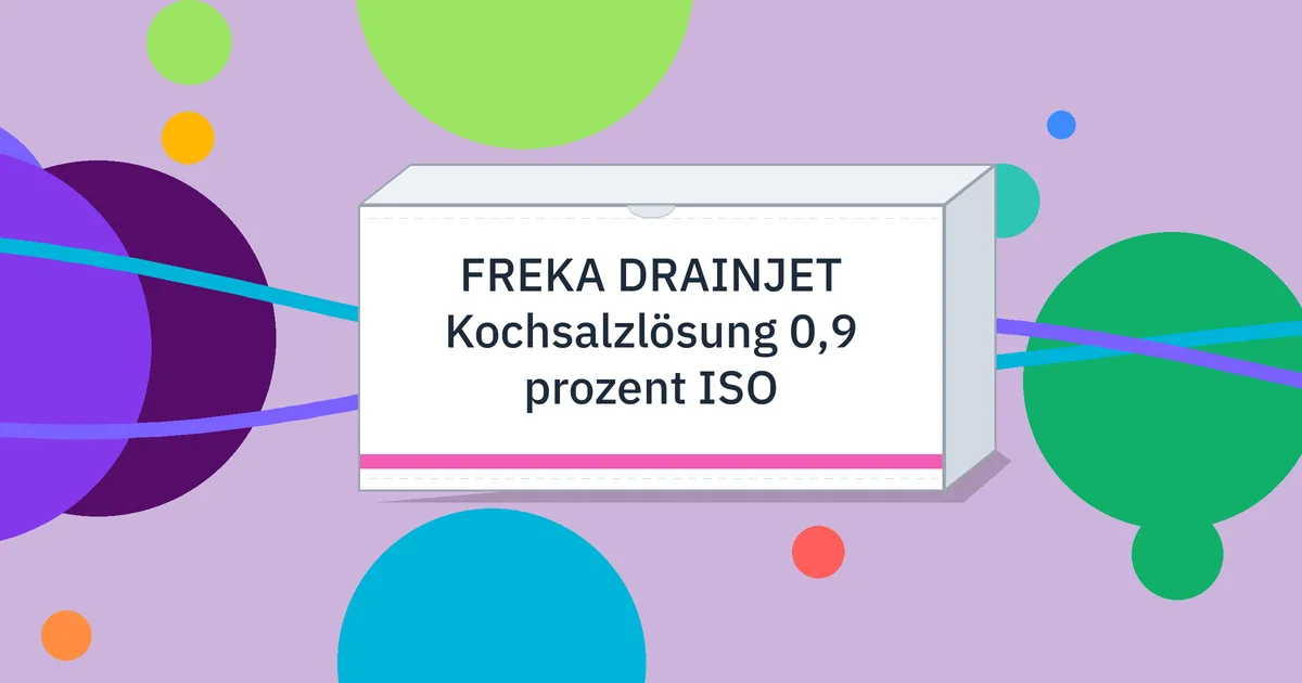 Symbolbild: Packung mit der Aufschrift FREKA DRAINJET Kochsalzlösung 0,9 prozent ISO (PZN 07628902) – Verfügbarkeit und Bezug in Apotheken in Frankfurt am Main