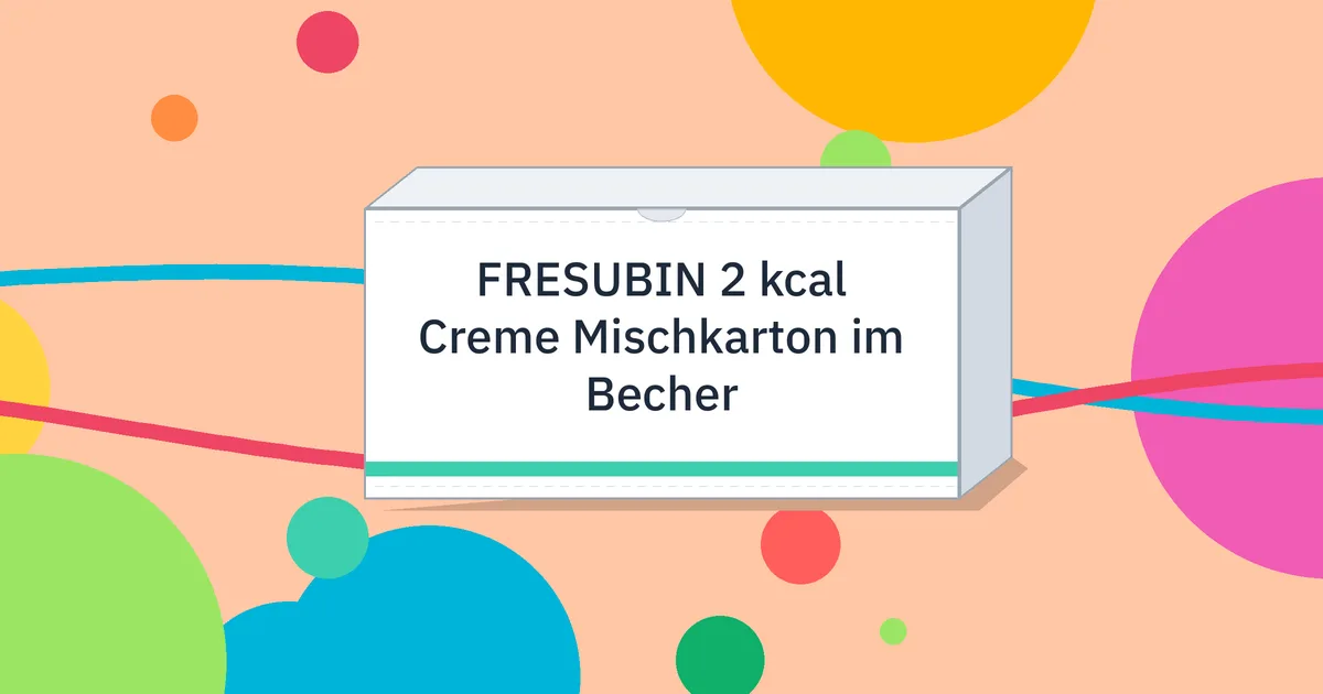 Symbolbild: Packung mit der Aufschrift FRESUBIN 2 kcal Creme Mischkarton im Becher (PZN 18769511) – Verfügbarkeit und Bezug in Apotheken in Frankfurt am Main