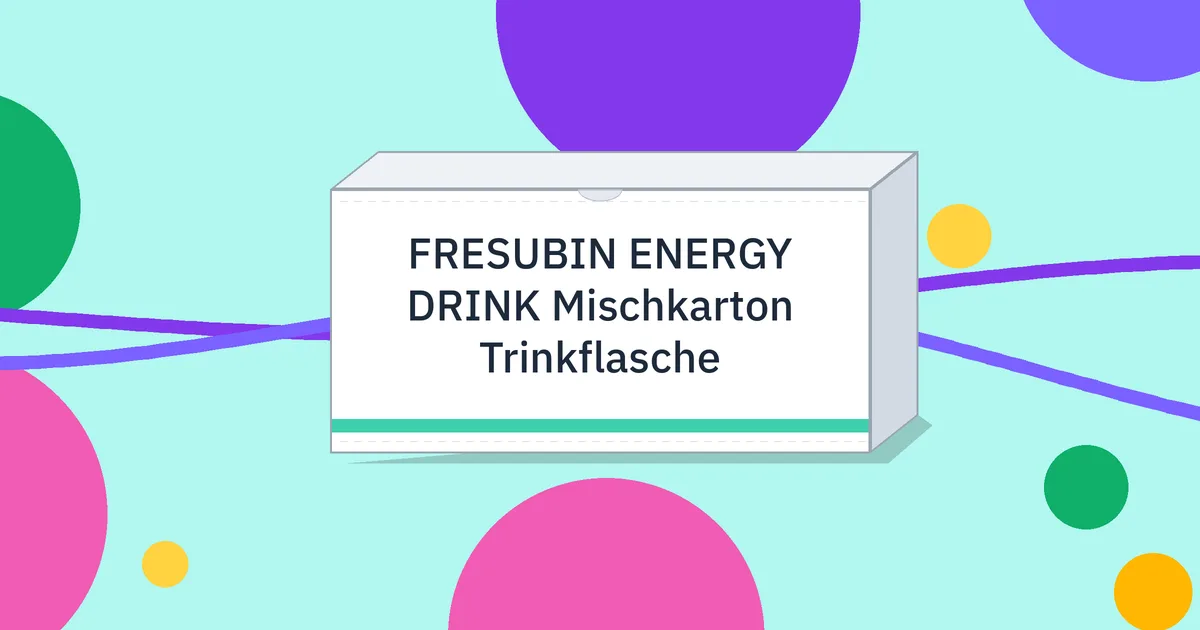 Symbolbild: Packung mit der Aufschrift FRESUBIN ENERGY DRINK Mischkarton Trinkflasche (PZN 01471380) – Verfügbarkeit und Bezug in Apotheken in Frankfurt am Main