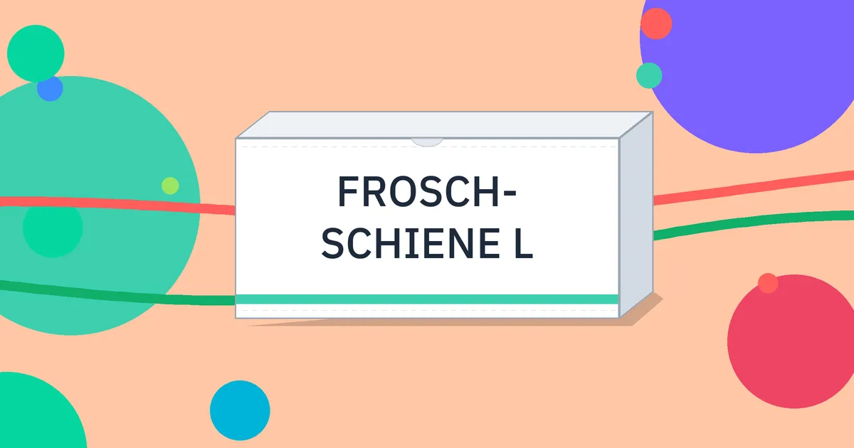 Symbolbild: Packung mit der Aufschrift FROSCH-SCHIENE L (PZN 19069738) – Verfügbarkeit und Bezug in Apotheken in Frankfurt am Main