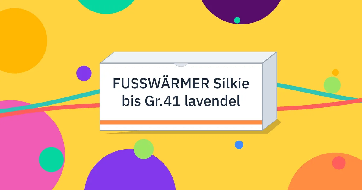 Symbolbild: Packung mit der Aufschrift FUSSWÄRMER Silkie bis Gr.41 lavendel (PZN 12477144) – Verfügbarkeit und Bezug in Apotheken in Frankfurt am Main