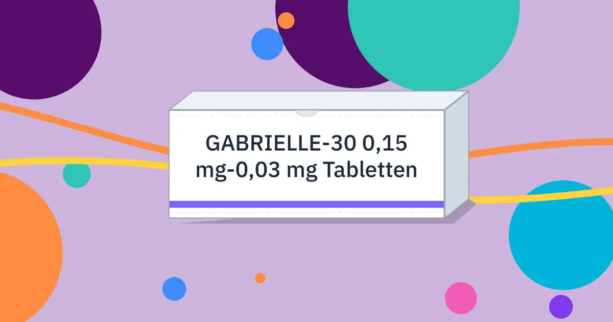 Symbolbild: Packung mit der Aufschrift GABRIELLE-30 0,15 mg-0,03 mg Tabletten (PZN 09530159) – Verfügbarkeit und Bezug in Apotheken in Frankfurt am Main