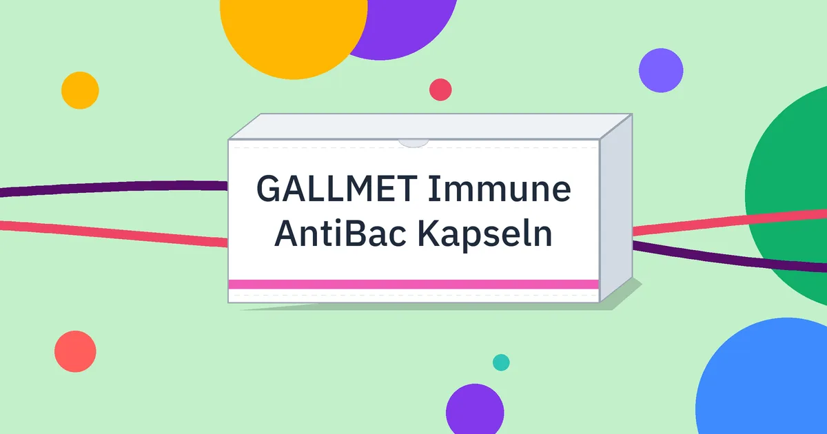 Symbolbild: Packung mit der Aufschrift GALLMET Immune AntiBac Kapseln (PZN 19743353) – Verfügbarkeit und Bezug in Apotheken in Frankfurt am Main