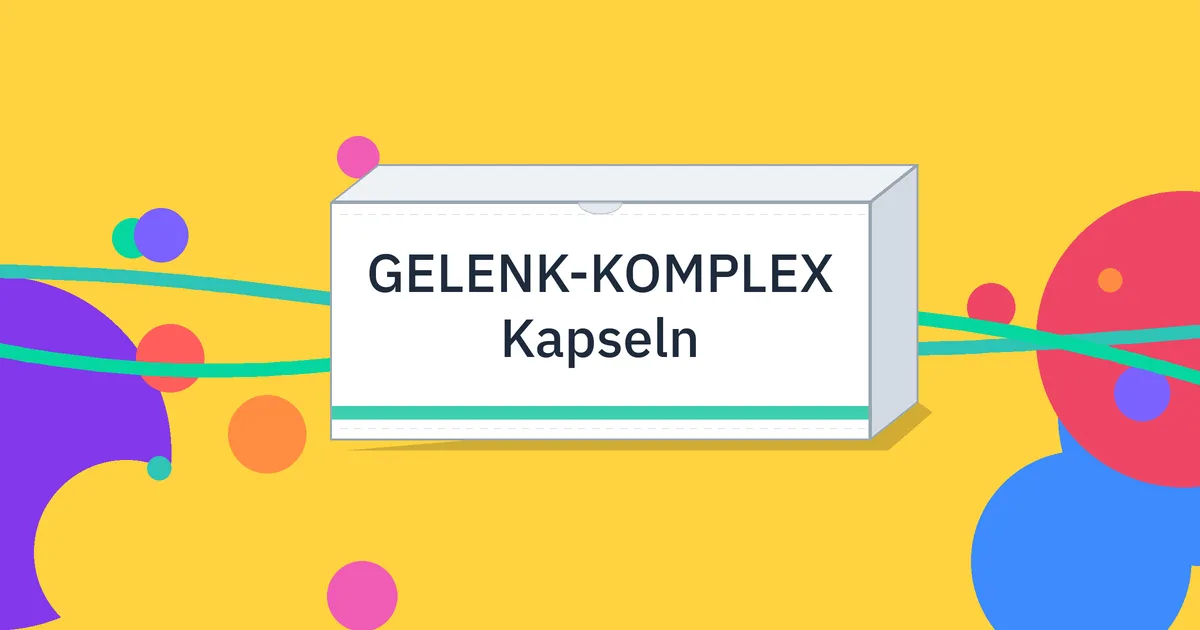 Symbolbild: Packung mit der Aufschrift GELENK-KOMPLEX Kapseln (PZN 13835166) – Verfügbarkeit und Bezug in Apotheken in Frankfurt am Main