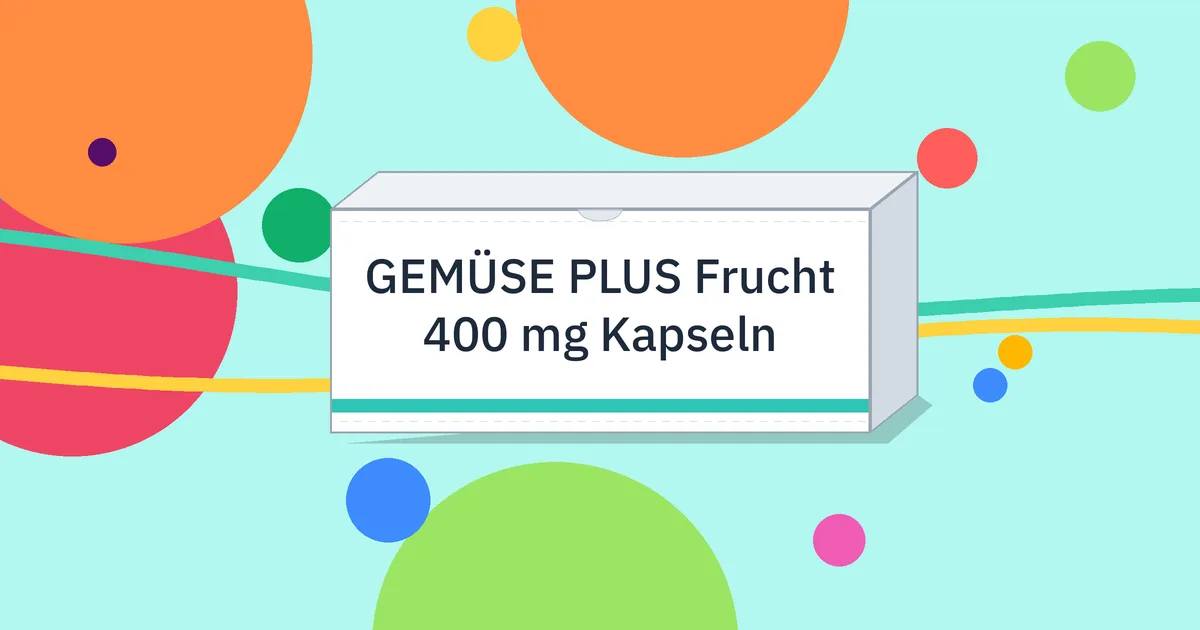 Symbolbild: Packung mit der Aufschrift GEMÜSE PLUS Frucht 400 mg Kapseln (PZN 09463457) – Verfügbarkeit und Bezug in Apotheken in Frankfurt am Main