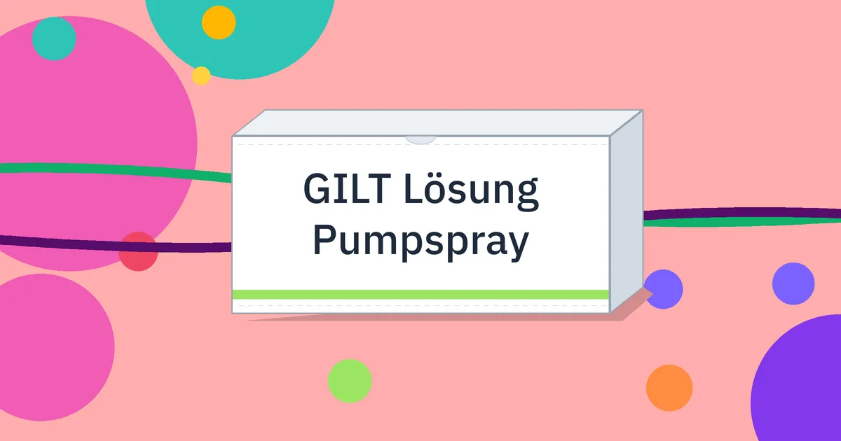 Symbolbild: Packung mit der Aufschrift GILT Lösung Pumpspray (PZN 03157104) – Verfügbarkeit und Bezug in Apotheken in Frankfurt am Main