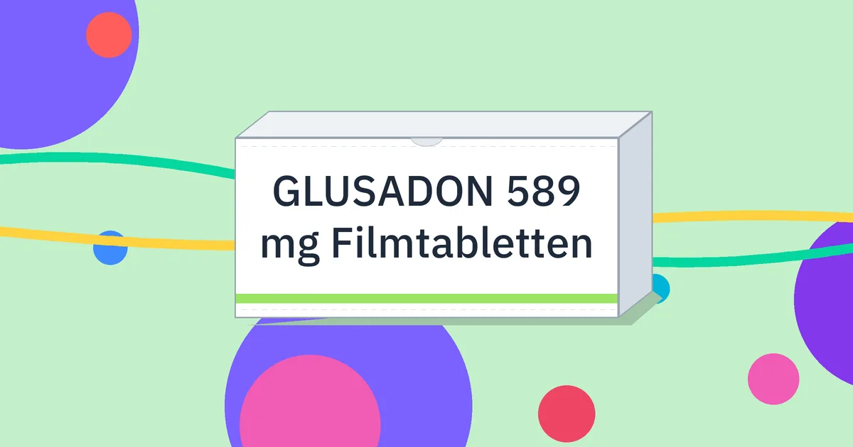 Symbolbild: Packung mit der Aufschrift GLUSADON 589 mg Filmtabletten (PZN 08818697) – Verfügbarkeit und Bezug in Apotheken in Frankfurt am Main
