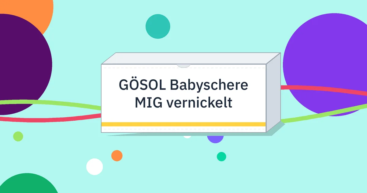 Symbolbild: Packung mit der Aufschrift GÖSOL Babyschere MIG vernickelt (PZN 16774301) – Verfügbarkeit und Bezug in Apotheken in Frankfurt am Main