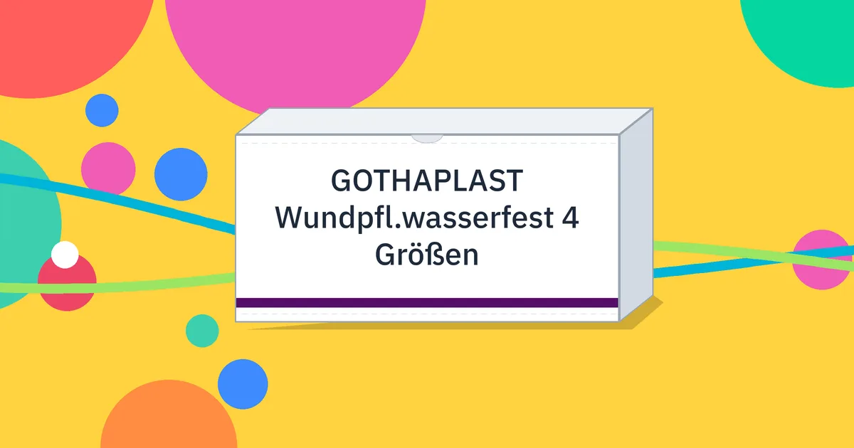 Symbolbild: Packung mit der Aufschrift GOTHAPLAST Wundpfl.wasserfest 4 Größen (PZN 04580017) – Verfügbarkeit und Bezug in Apotheken in Frankfurt am Main