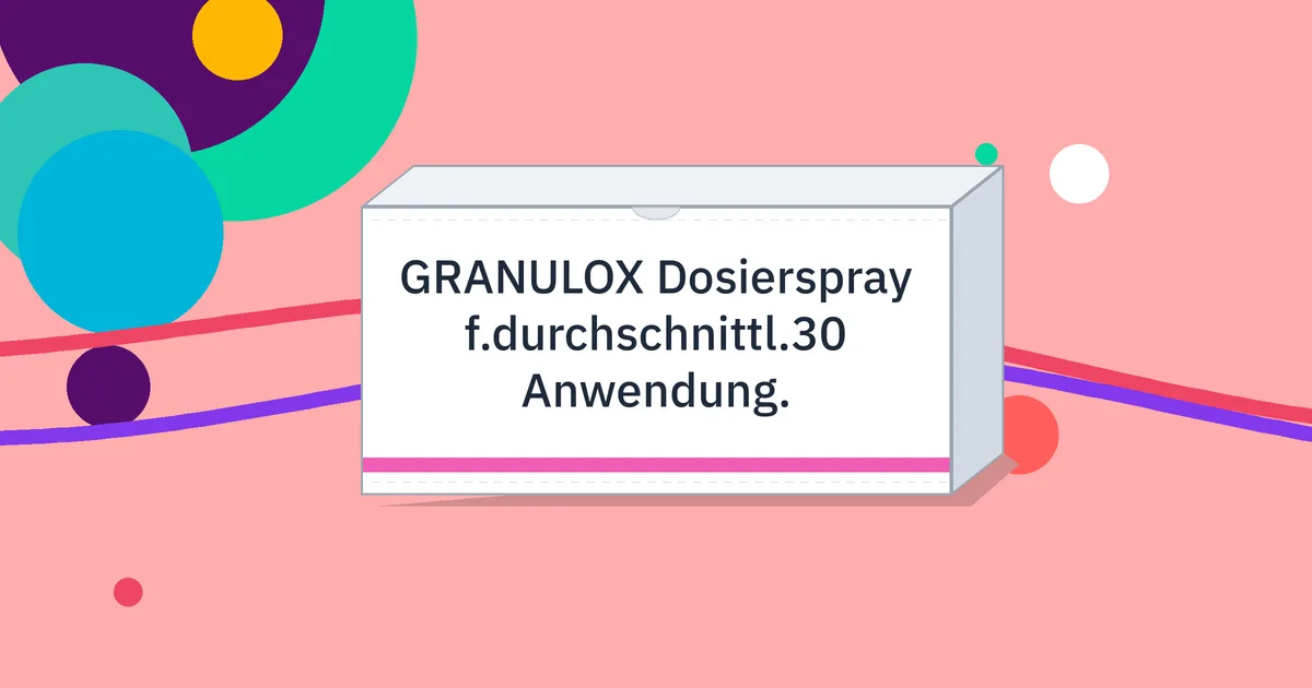 Symbolbild: Packung mit der Aufschrift GRANULOX Dosierspray f.durchschnittl.30 Anwendung. (PZN 09505753) – Verfügbarkeit und Bezug in Apotheken in Frankfurt am Main