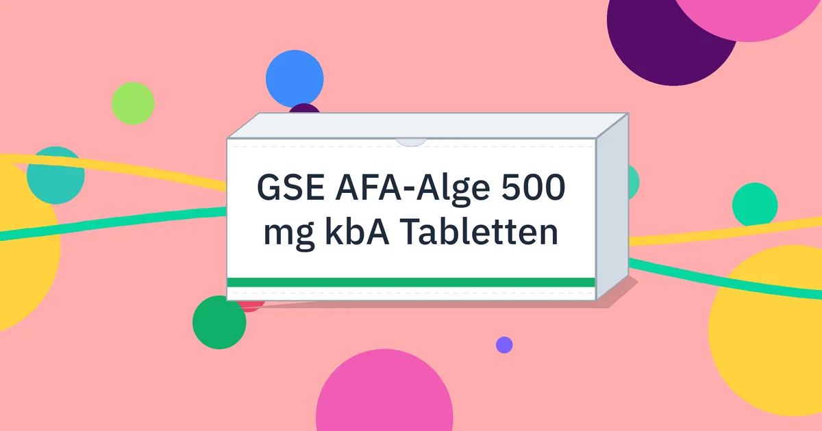 Symbolbild: Packung mit der Aufschrift GSE AFA-Alge 500 mg kbA Tabletten (PZN 02135514) – Verfügbarkeit und Bezug in Apotheken in Frankfurt am Main