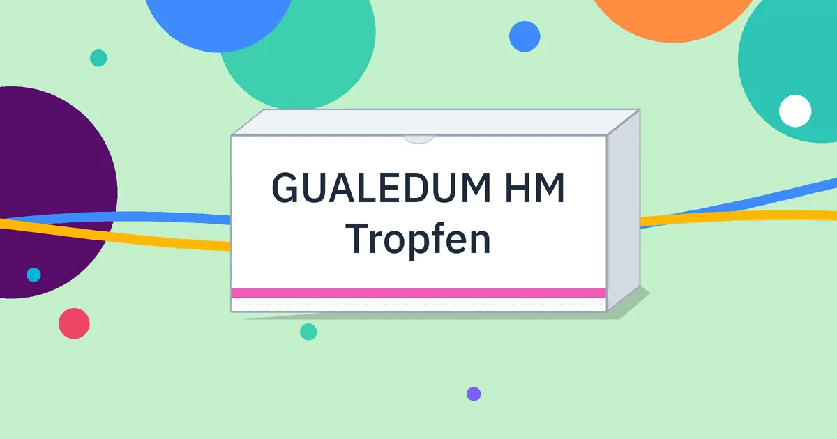 Symbolbild: Packung mit der Aufschrift GUALEDUM HM Tropfen (PZN 03236826) – Verfügbarkeit und Bezug in Apotheken in Frankfurt am Main
