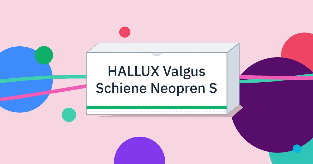 Symbolbild: Packung mit der Aufschrift HALLUX Valgus Schiene Neopren S (PZN 19073237) – Verfügbarkeit und Bezug in Apotheken in Frankfurt am Main