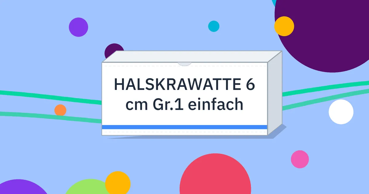 Symbolbild: Packung mit der Aufschrift HALSKRAWATTE 6 cm Gr.1 einfach (PZN 02439154) – Verfügbarkeit und Bezug in Apotheken in Frankfurt am Main