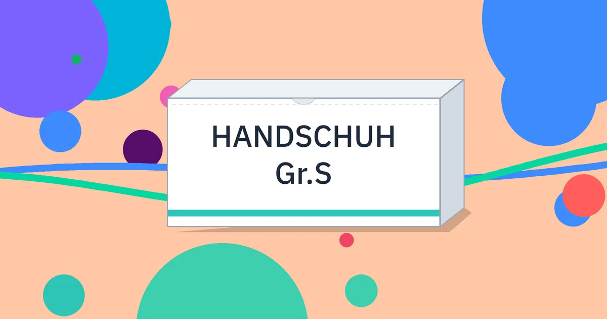 Symbolbild: Packung mit der Aufschrift HANDSCHUH Gr.S (PZN 10546941) – Verfügbarkeit und Bezug in Apotheken in Frankfurt am Main