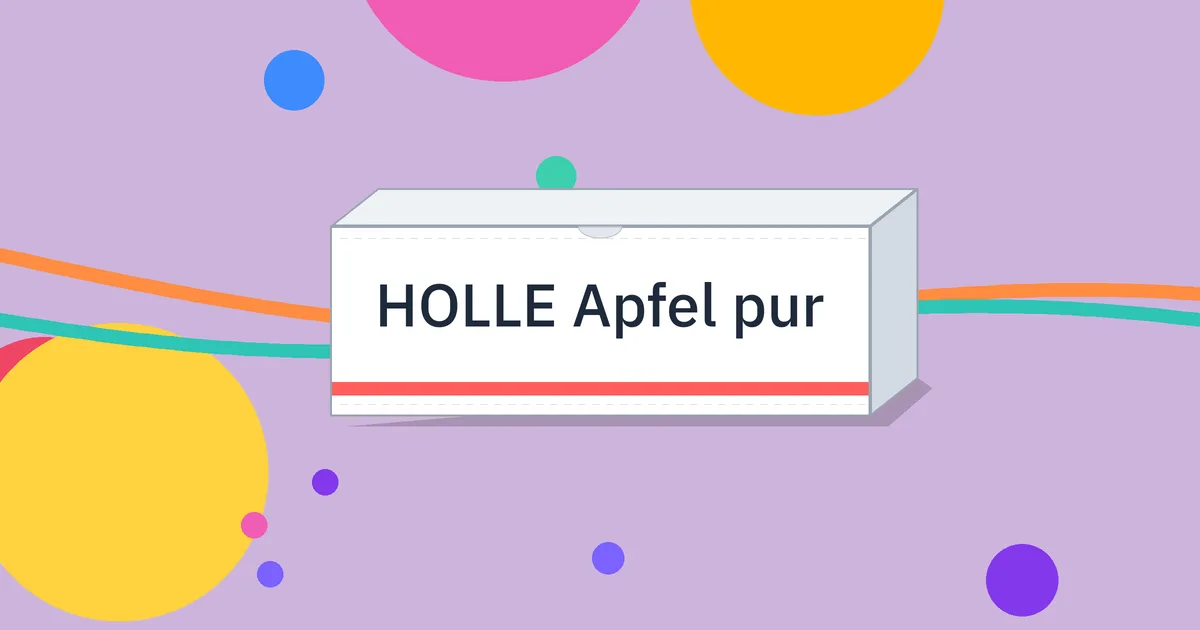 Symbolbild: Packung mit der Aufschrift HOLLE Apfel pur (PZN 02906667) – Verfügbarkeit und Bezug in Apotheken in Frankfurt am Main