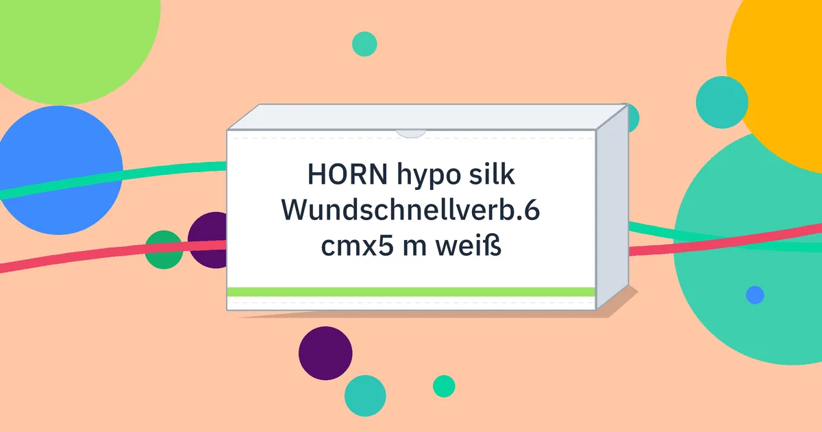 Symbolbild: Packung mit der Aufschrift HORN hypo silk Wundschnellverb.6 cmx5 m weiß (PZN 04221005) – Verfügbarkeit und Bezug in Apotheken in Frankfurt am Main