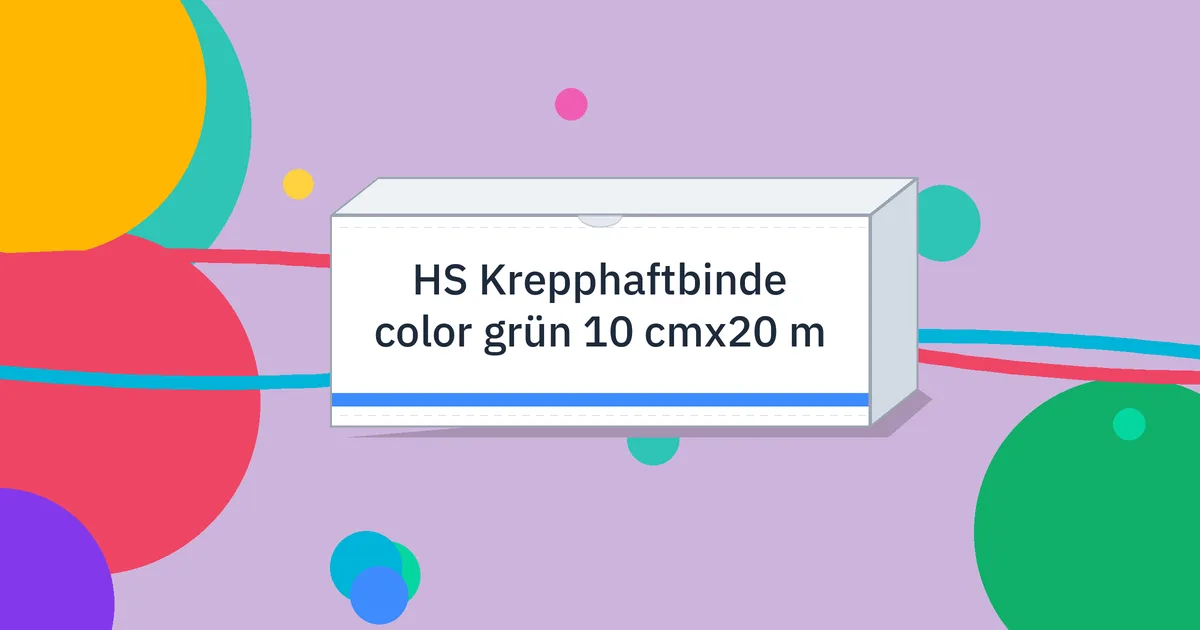 Symbolbild: Packung mit der Aufschrift HS Krepphaftbinde color grün 10 cmx20 m (PZN 03693914) – Verfügbarkeit und Bezug in Apotheken in Frankfurt am Main