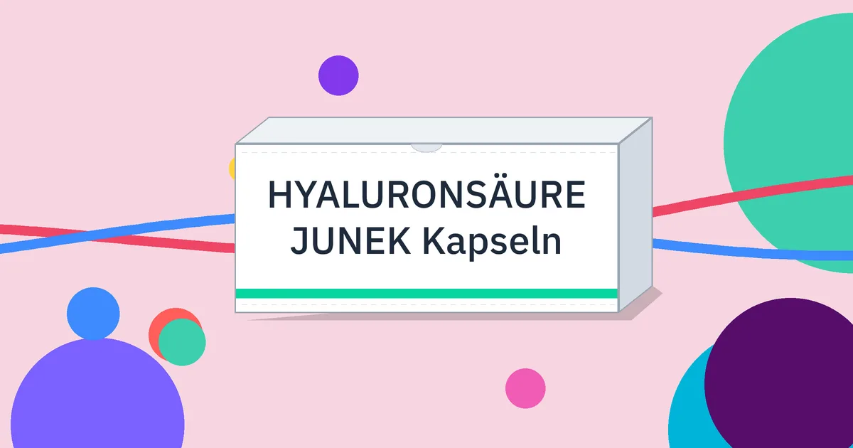 Symbolbild: Packung mit der Aufschrift HYALURONSÄURE JUNEK Kapseln (PZN 09324951) – Verfügbarkeit und Bezug in Apotheken in Frankfurt am Main