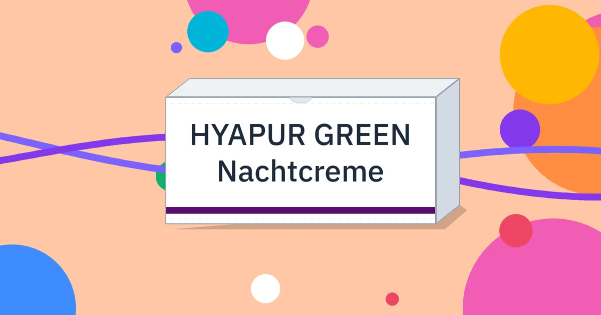 Symbolbild: Packung mit der Aufschrift HYAPUR GREEN Nachtcreme (PZN 10011281) – Verfügbarkeit und Bezug in Apotheken in Frankfurt am Main