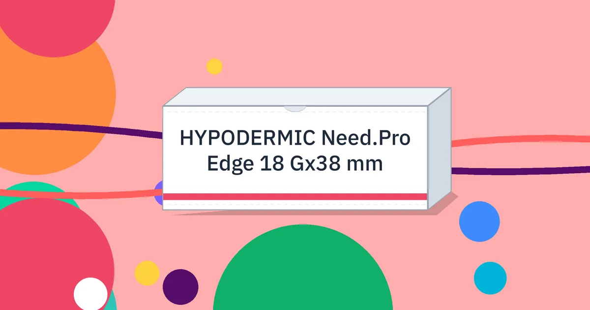 Symbolbild: Packung mit der Aufschrift HYPODERMIC Need.Pro Edge 18 Gx38 mm (PZN 06402863) – Verfügbarkeit und Bezug in Apotheken in Frankfurt am Main