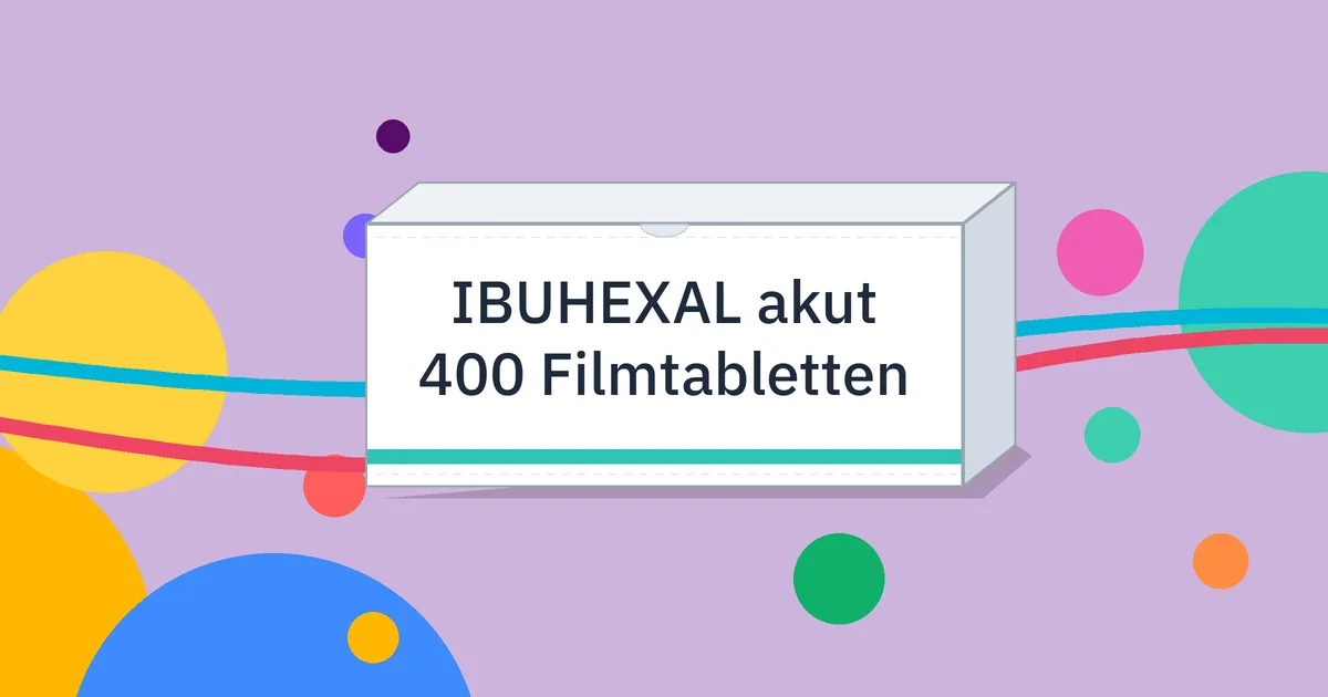 Symbolbild: Packung mit der Aufschrift IBUHEXAL akut 400 Filmtabletten (PZN 00068966) – Verfügbarkeit und Bezug in Apotheken in Frankfurt am Main