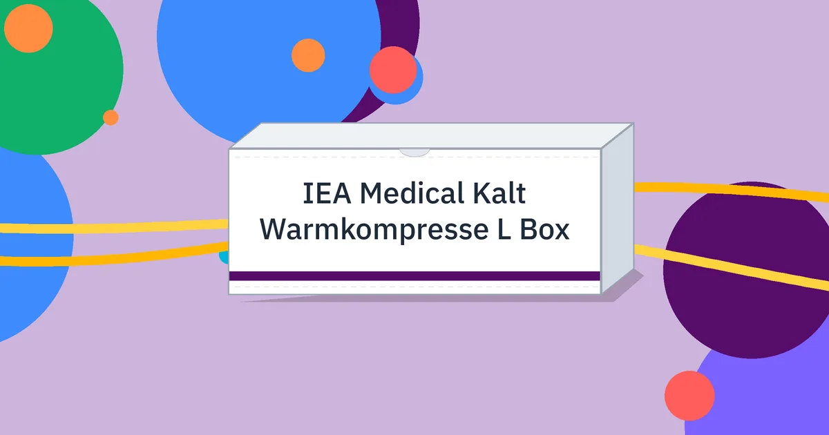 Symbolbild: Packung mit der Aufschrift IEA Medical Kalt Warmkompresse L Box (PZN 18654794) – Verfügbarkeit und Bezug in Apotheken in Frankfurt am Main