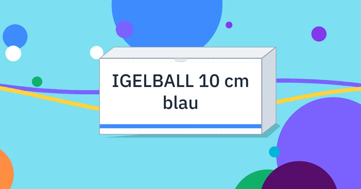 Symbolbild: Packung mit der Aufschrift IGELBALL 10 cm blau (PZN 09103598) – Verfügbarkeit und Bezug in Apotheken in Frankfurt am Main