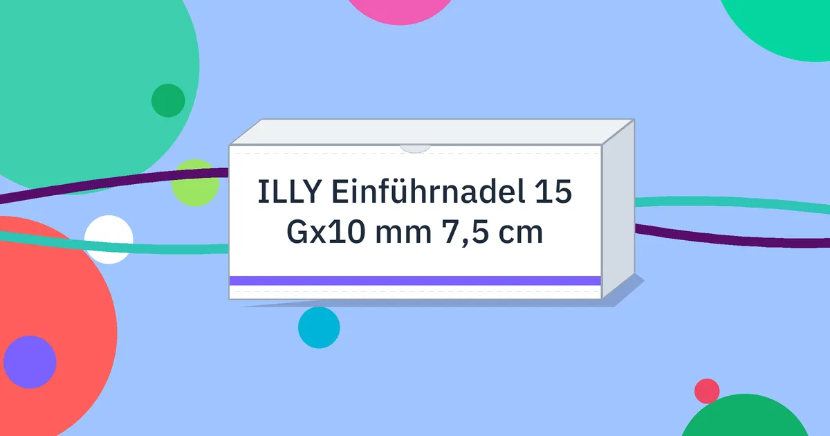 Symbolbild: Packung mit der Aufschrift ILLY Einführnadel 15 Gx10 mm 7,5 cm (PZN 16921162) – Verfügbarkeit und Bezug in Apotheken in Frankfurt am Main