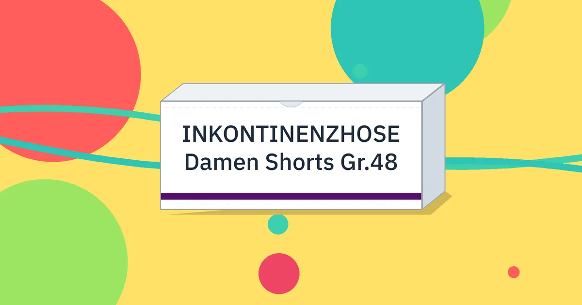 Symbolbild: Packung mit der Aufschrift INKONTINENZHOSE Damen Shorts Gr.48 (PZN 02450049) – Verfügbarkeit und Bezug in Apotheken in Frankfurt am Main