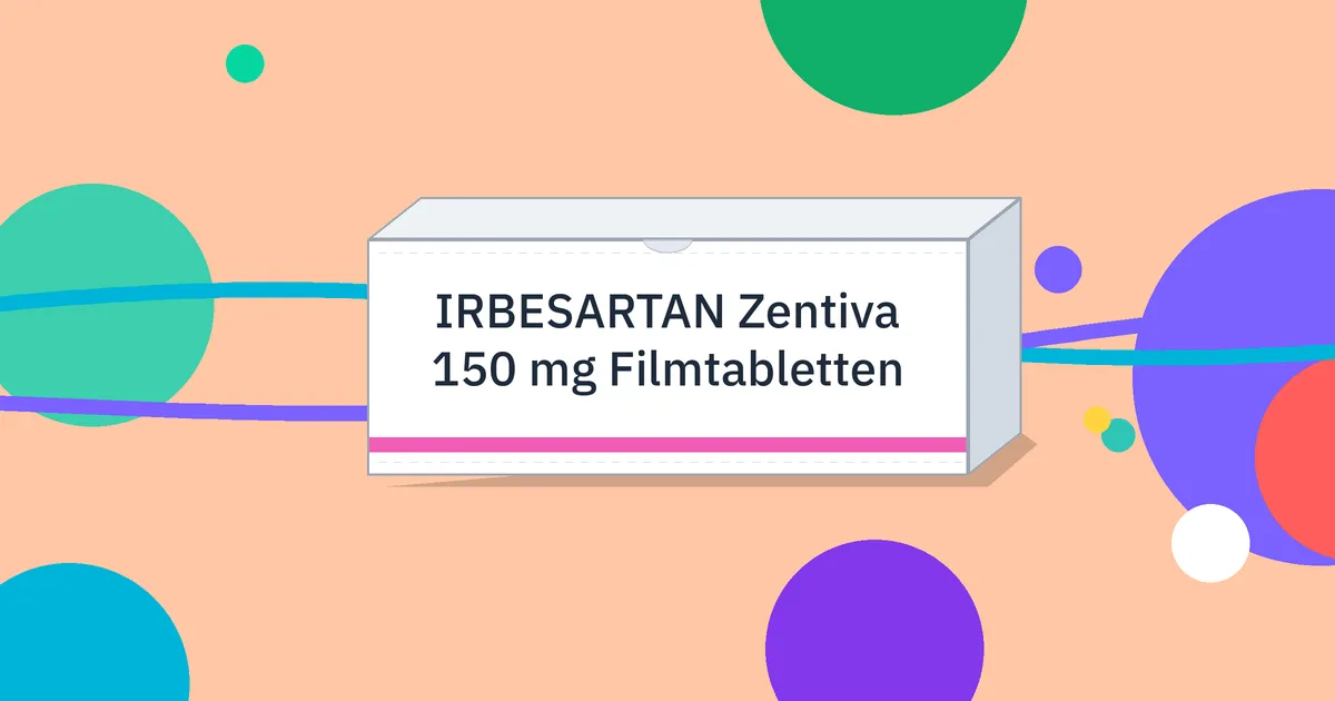 Symbolbild: Packung mit der Aufschrift IRBESARTAN Zentiva 150 mg Filmtabletten (PZN 09751937) – Verfügbarkeit und Bezug in Apotheken in Frankfurt am Main