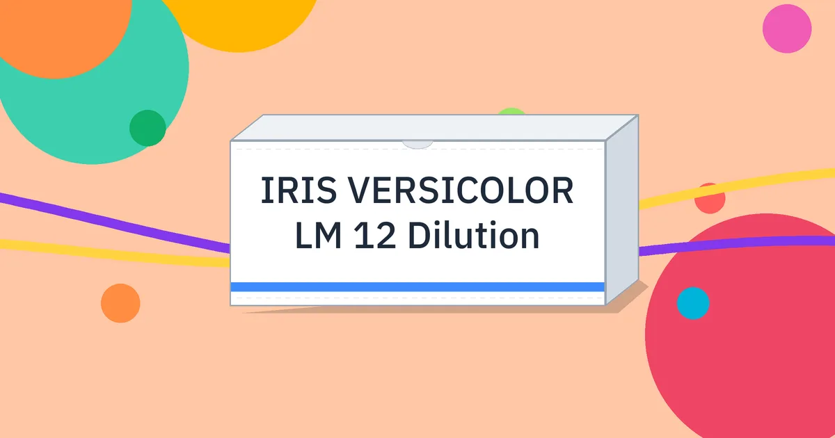 Symbolbild: Packung mit der Aufschrift IRIS VERSICOLOR LM 12 Dilution (PZN 03504758) – Verfügbarkeit und Bezug in Apotheken in Frankfurt am Main