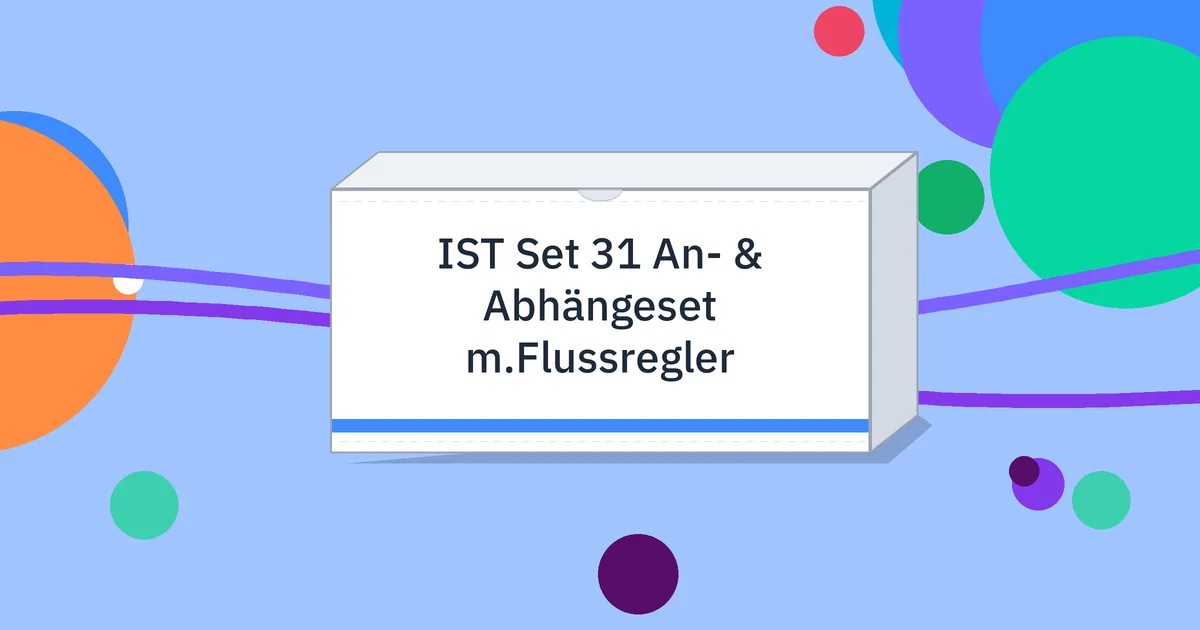 Symbolbild: Packung mit der Aufschrift IST Set 31 An- & Abhängeset m.Flussregler (PZN 10049958) – Verfügbarkeit und Bezug in Apotheken in Frankfurt am Main