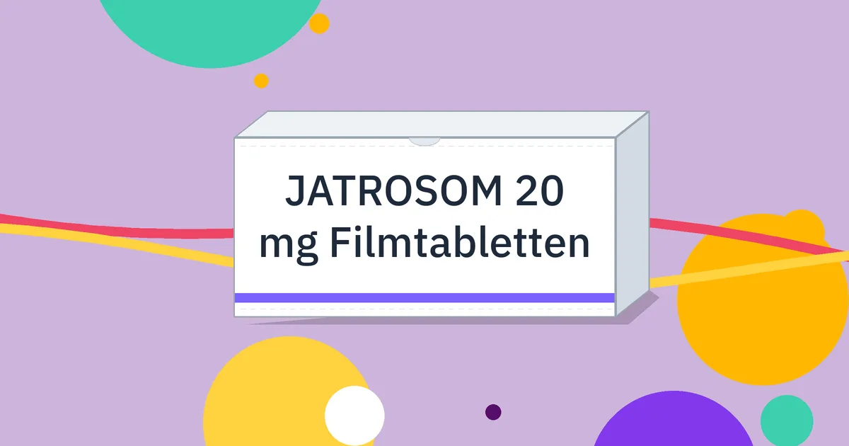 Symbolbild: Packung mit der Aufschrift JATROSOM 20 mg Filmtabletten (PZN 07781348) – Verfügbarkeit und Bezug in Apotheken in Frankfurt am Main