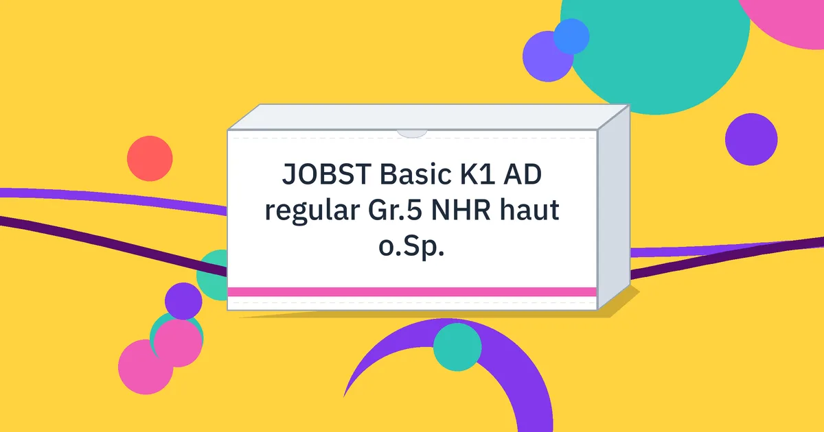 Symbolbild: Packung mit der Aufschrift JOBST Basic K1 AD regular Gr.5 NHR haut o.Sp. (PZN 15312797) – Verfügbarkeit und Bezug in Apotheken in Frankfurt am Main
