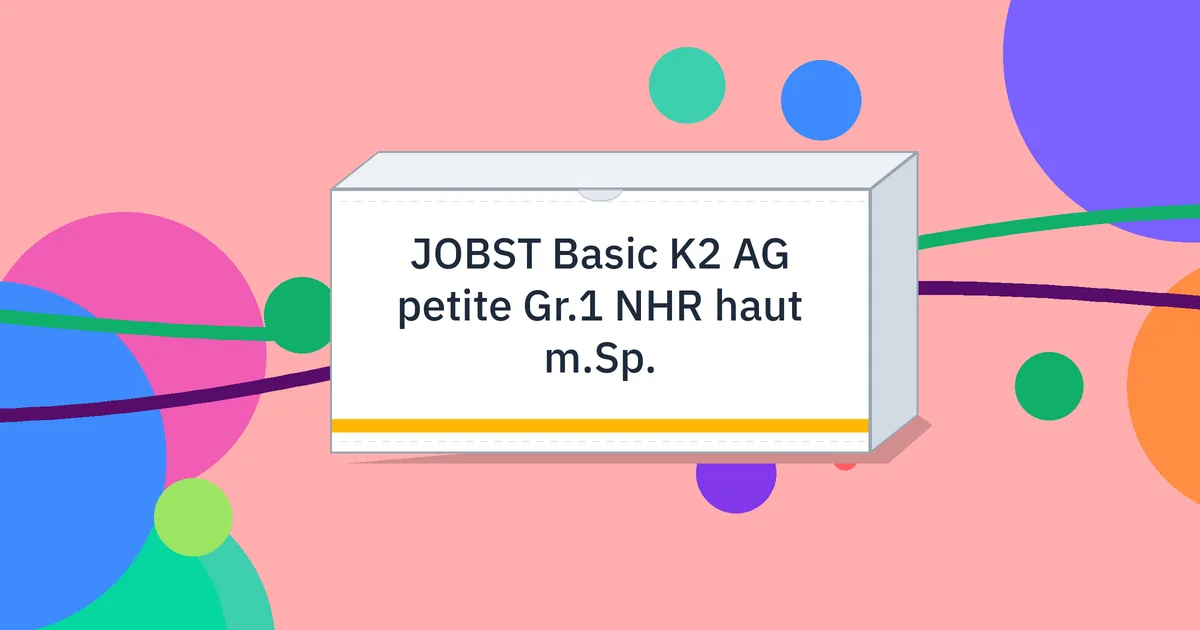 Symbolbild: Packung mit der Aufschrift JOBST Basic K2 AG petite Gr.1 NHR haut m.Sp. (PZN 13060127) – Verfügbarkeit und Bezug in Apotheken in Frankfurt am Main