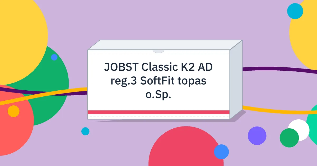 Symbolbild: Packung mit der Aufschrift JOBST Classic K2 AD reg.3 SoftFit topas o.Sp. (PZN 14221710) – Verfügbarkeit und Bezug in Apotheken in Frankfurt am Main